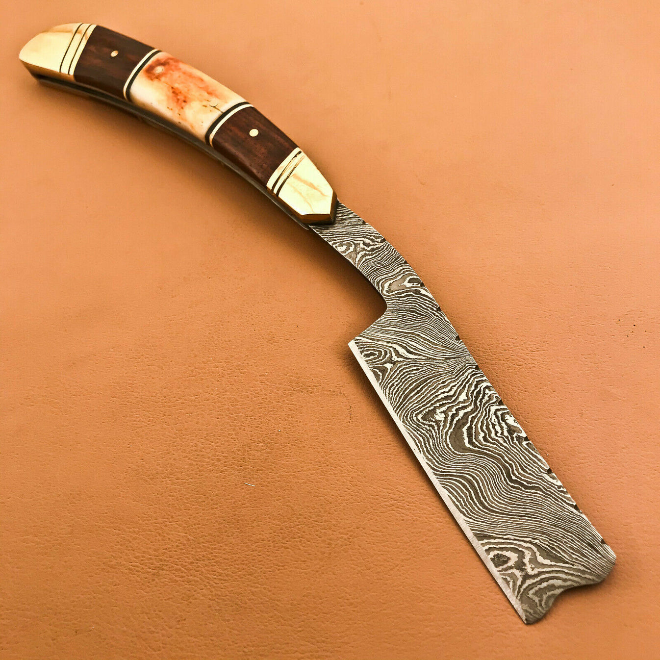 Superb Custom Damascus Steel Folding Handmade Razors Natural Wood & Ca ...